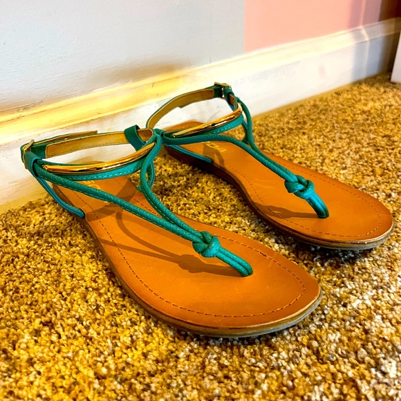 Soda | Shoes | Unique Teal And Gold Soda Sandals | Poshmark